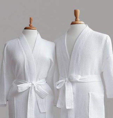 Unisex Hotel Spa Waffle Bath Robe 100% Cotton Dressing Gown Bathrobe ...