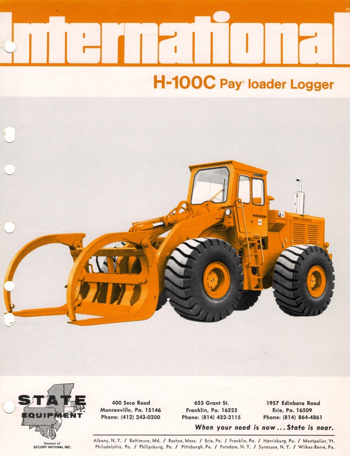International H-100C Pay loader Logger ad brochure 1974 ORIGINAL | eBay