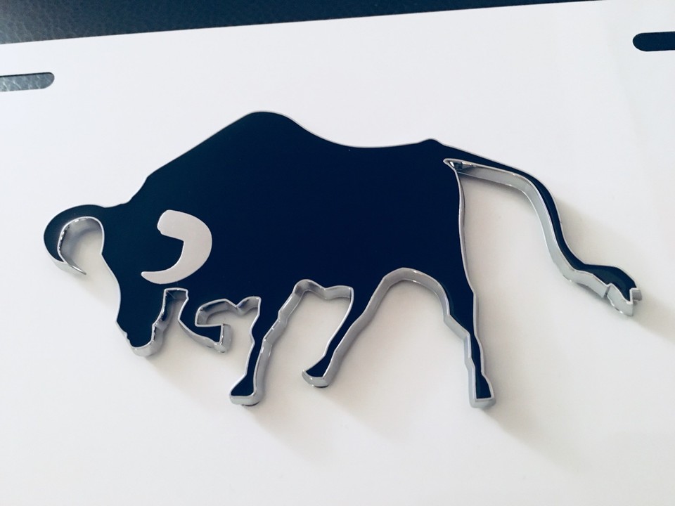 3D Custom Black Bull License Plate / Bull On White License Plate/ Free ...
