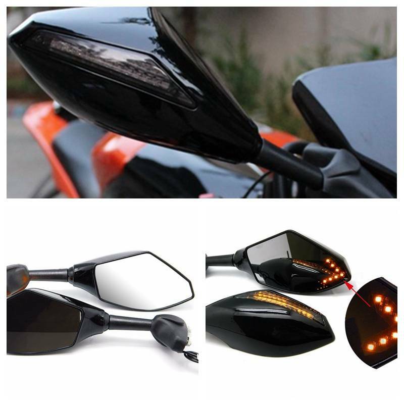 Motorcycle Arrow LED Turn Signals Rearview Mirrors For Yamaha FZ6R YZF ...
