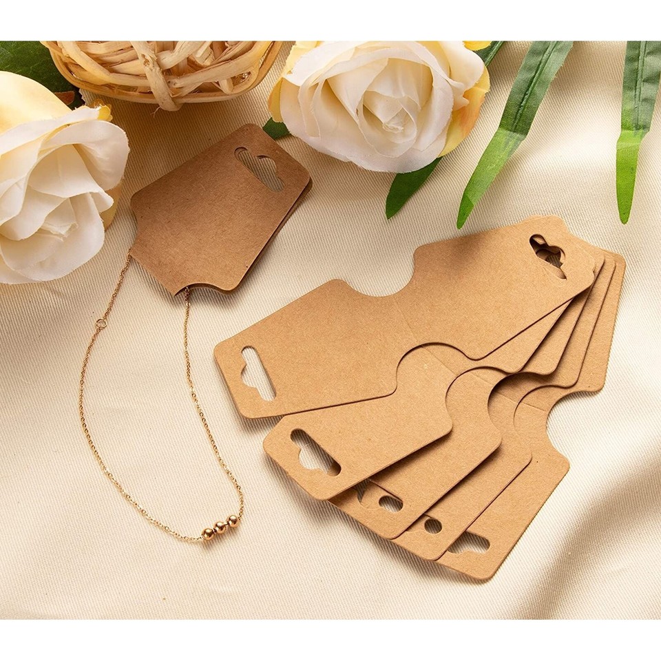 200 Pack Necklace Bracelet Display Card Fold Over Jewelry Hanging ...