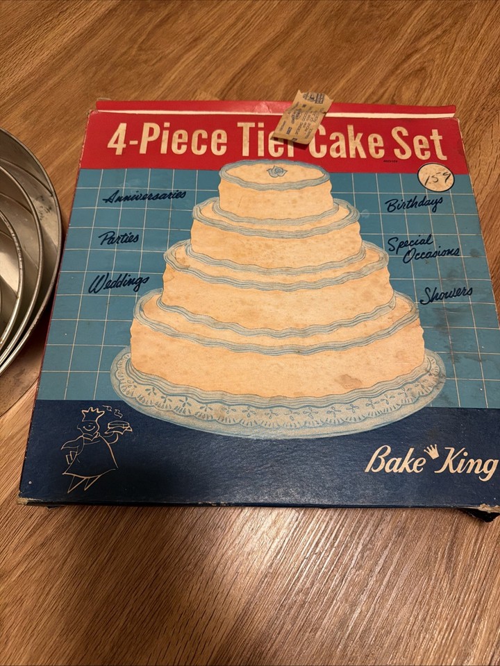 Vintage Bake King 4-Piece Tier Cake Set Pans 6”, 8”, 10” & 12” In ...