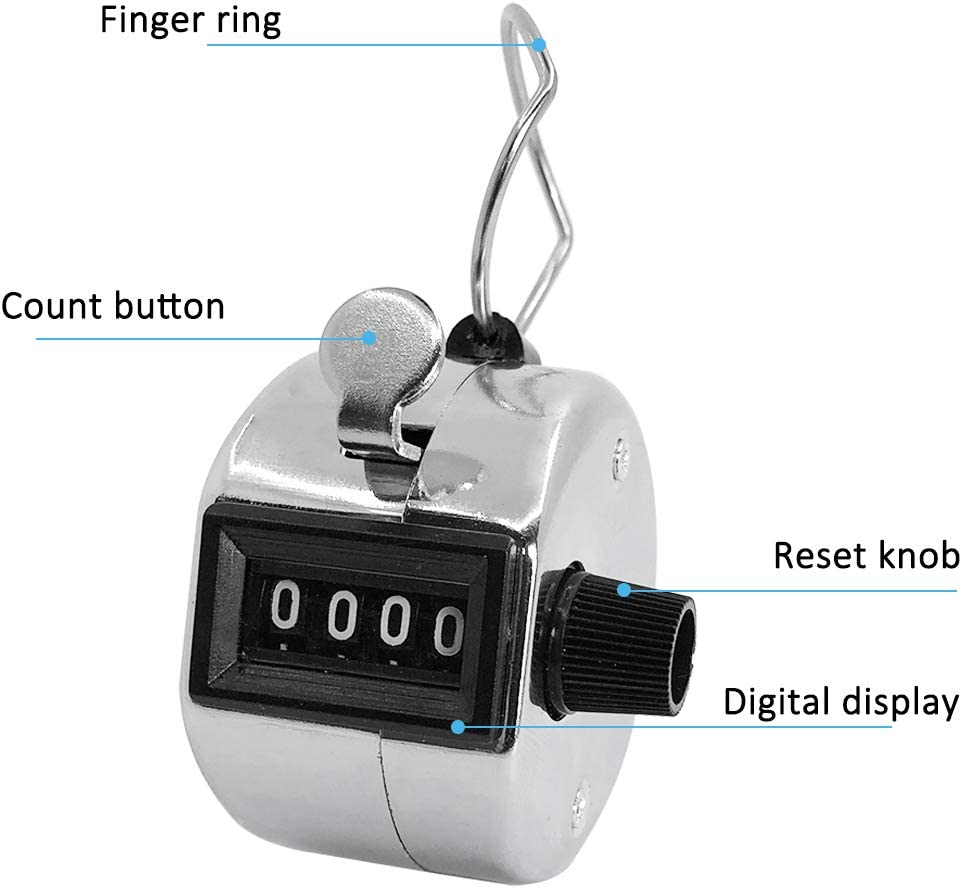 AFUNTA 4 PCS 4 Digit Hand Tally Counters Hand Held & 4 Lanyard ...