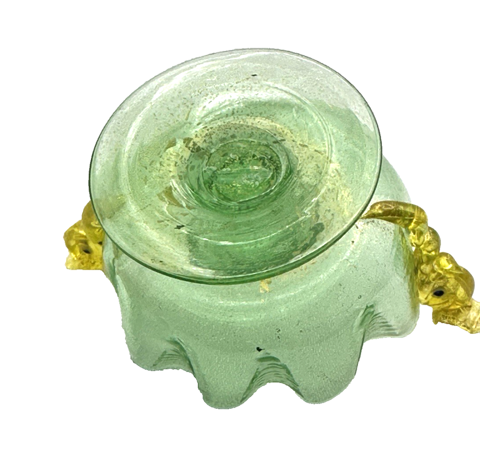 Pair Venetian Italian Glass Dolphin Handled Individual Open Salt ...