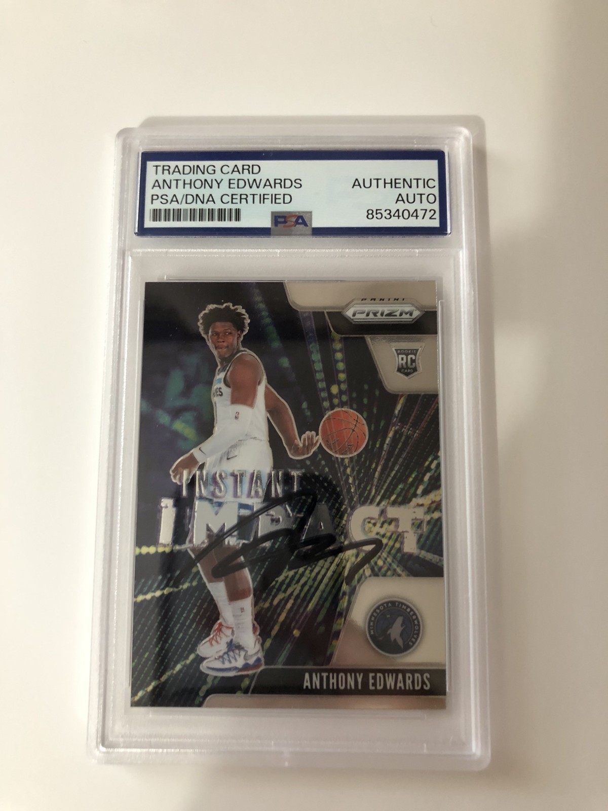 Anthony Edwards Rookie on card AUTO (PSA/DNA Certified)