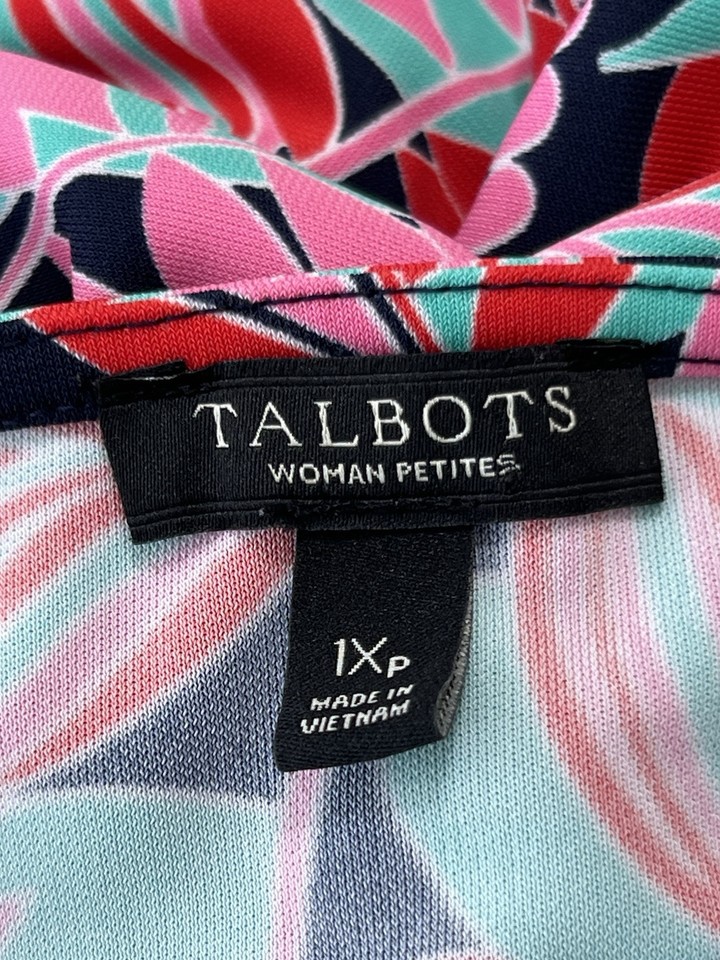 Talbots Womens 1X Petite Boho Blouse 3/4 Belle Sleeves Vivid Floral ...
