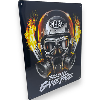 NHRA Game Face 15" x 12" Metal Sign W/ Hemmed Edges Gas Mask Flaming ...