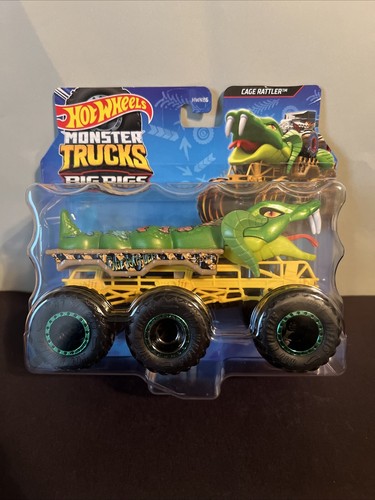 Hot Wheels Monster Trucks Big Rigs Cage Rattler Tow Truck 1:64 Scale ...