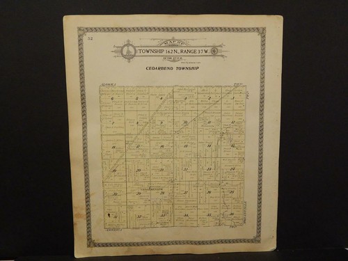 Minnesota Roseau County Map Cedarbend or America Township 1913 Dbl Side ...