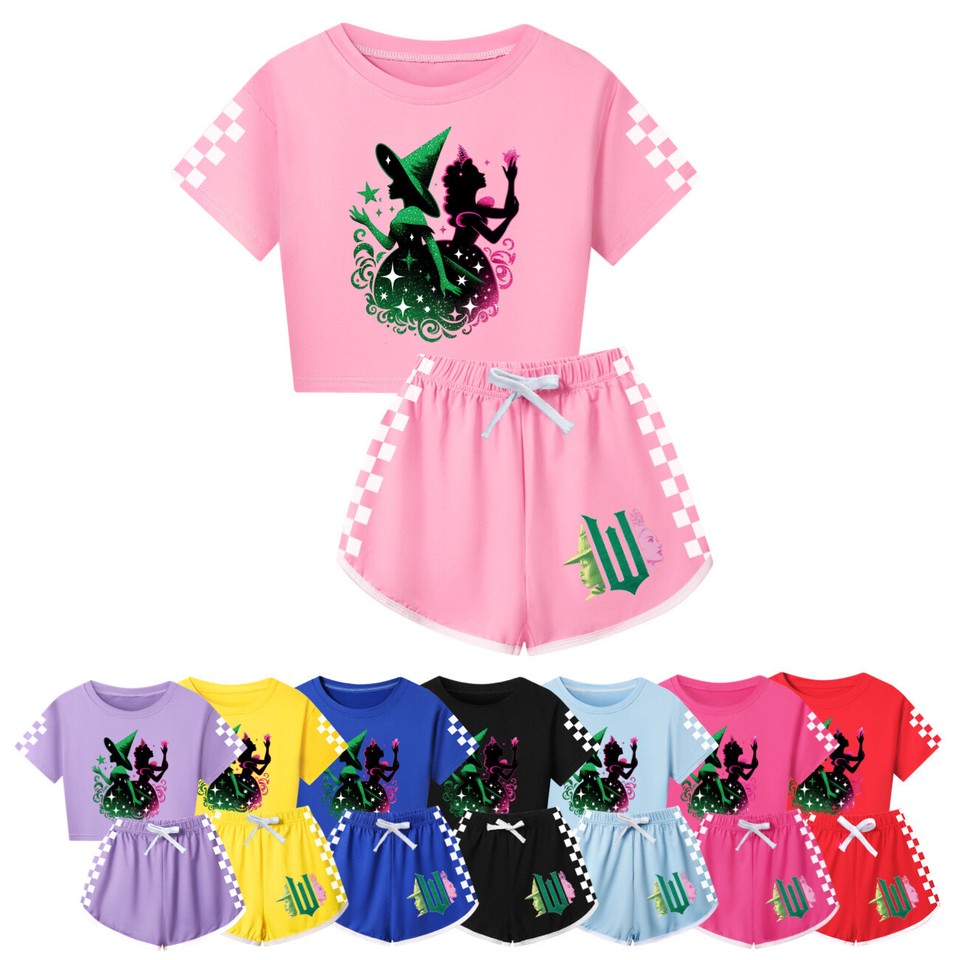 Kids Girls Wicked Glinda Elphaba Casual T-Shirt Tracksuit Top Shorts ...