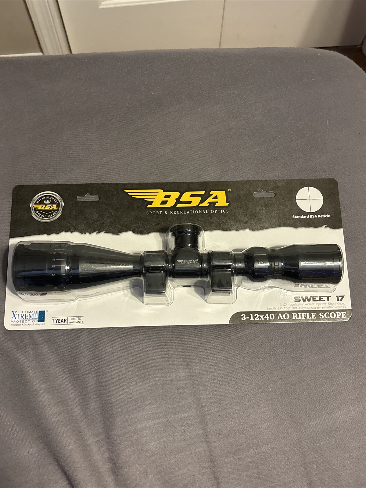 BSA Optics Sweet 17, Rimfire Scope, 3-12X40mm, 1" Maintube, 30/30 ...