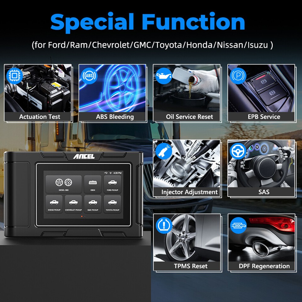 Pickup Heavy Duty Diesel Truck Scanner OBD2 for Ford Chevy Dodge RAM ...