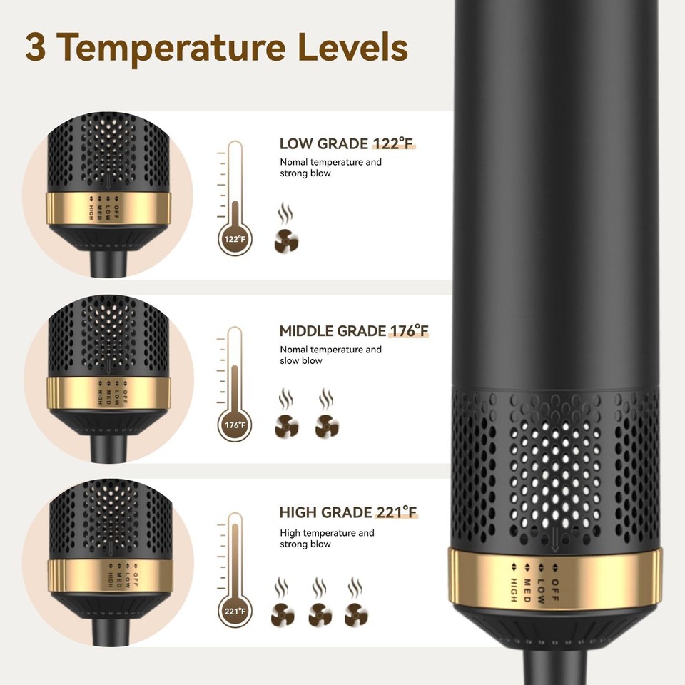 5 in 1 Electric Hair Dryer Blow Curler Set Detachable Styler Hot Air ...