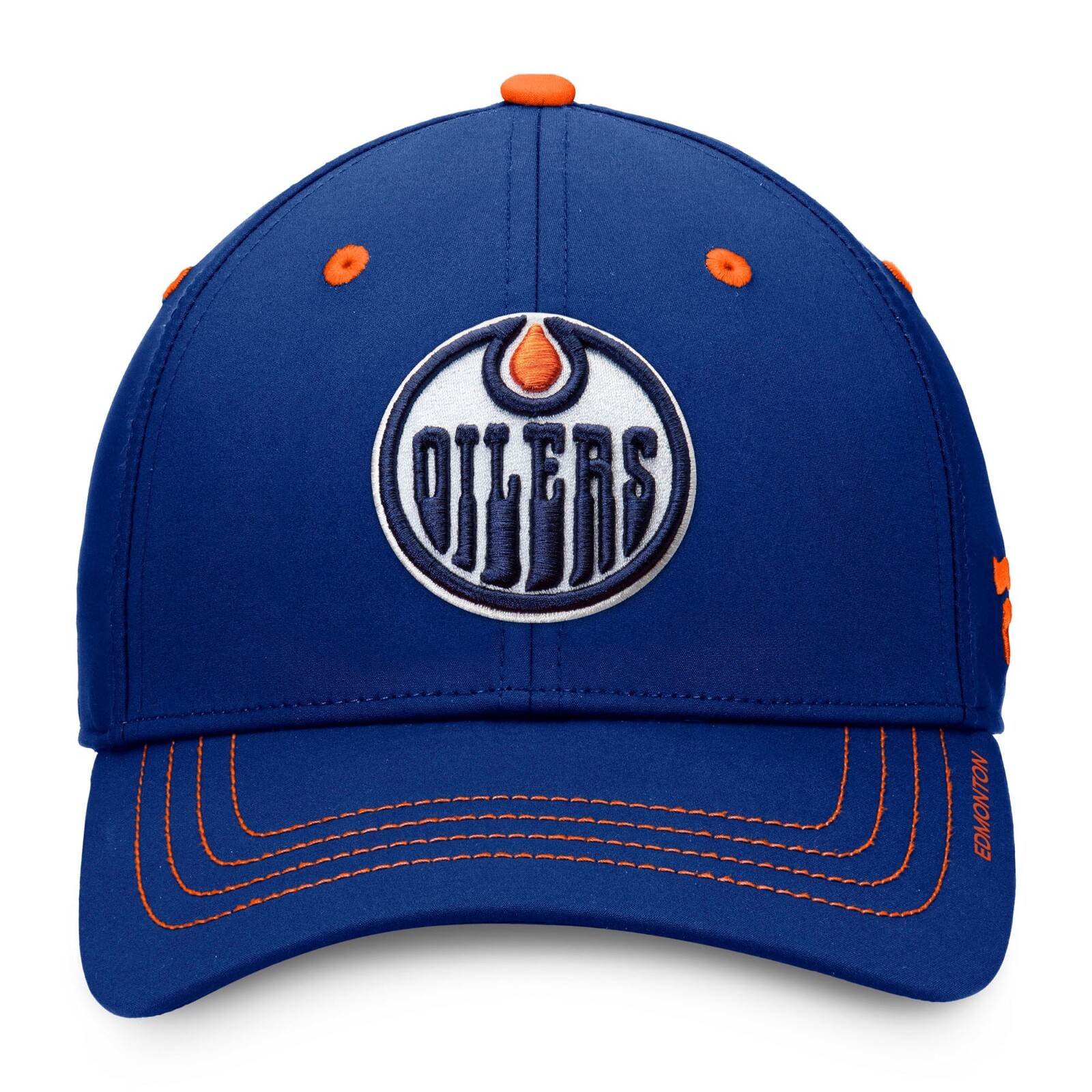 Men's Edmonton Oilers Cobalt Game Training Authentic Pro Rink Flex Hat ...