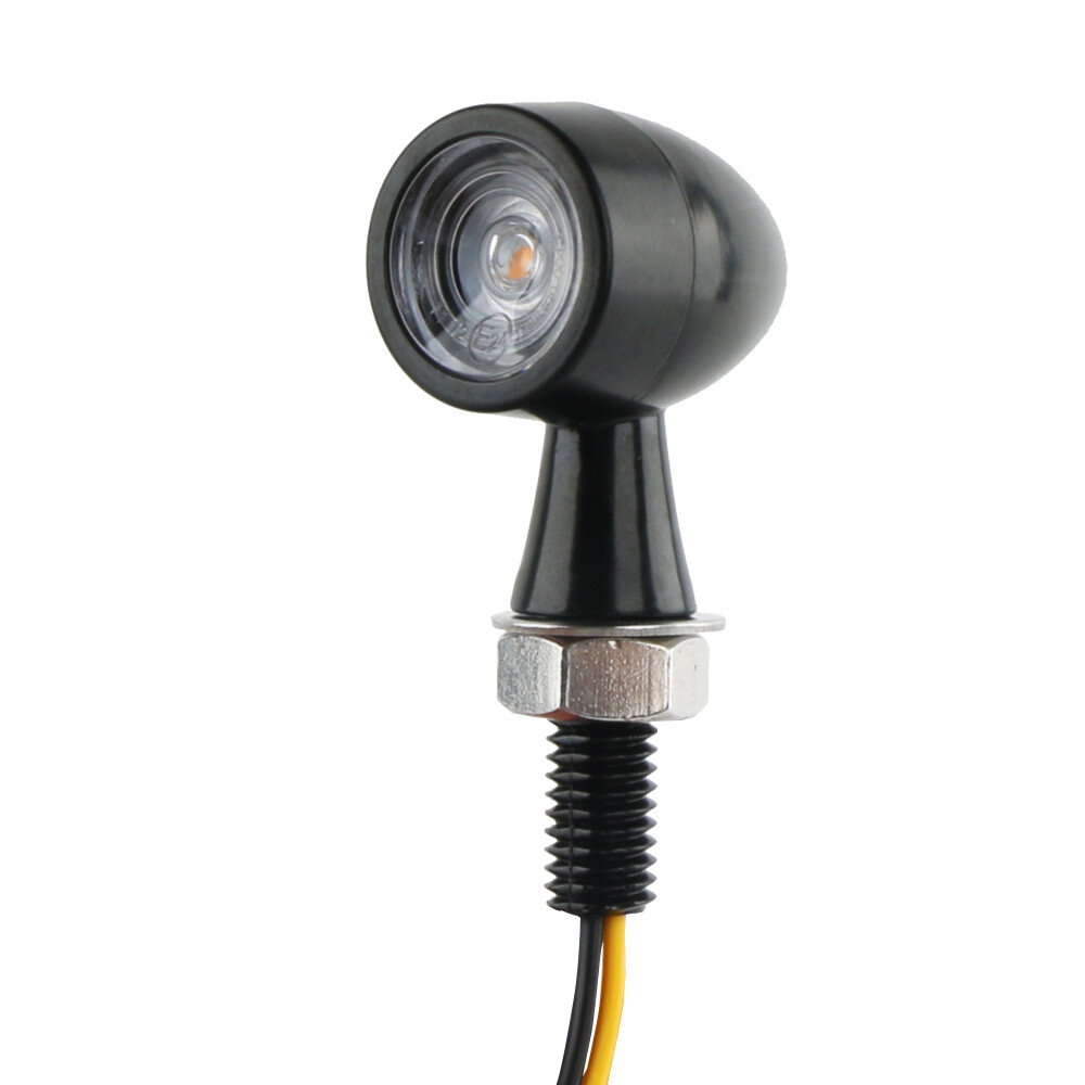 Black Motorcycle Amber LED Mini Turn Signal Light Blinker For Bobber ...