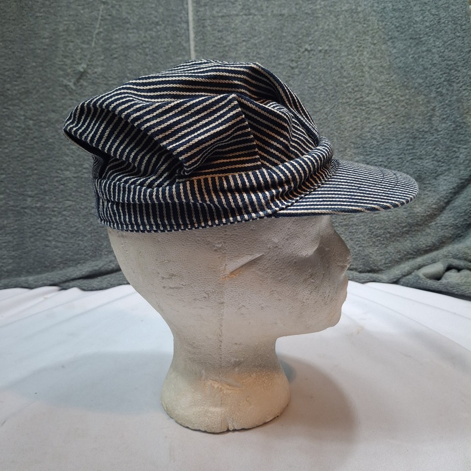 Conductor Train Hat Cap Blue Striped Engineer Hats Size Small | eBay
