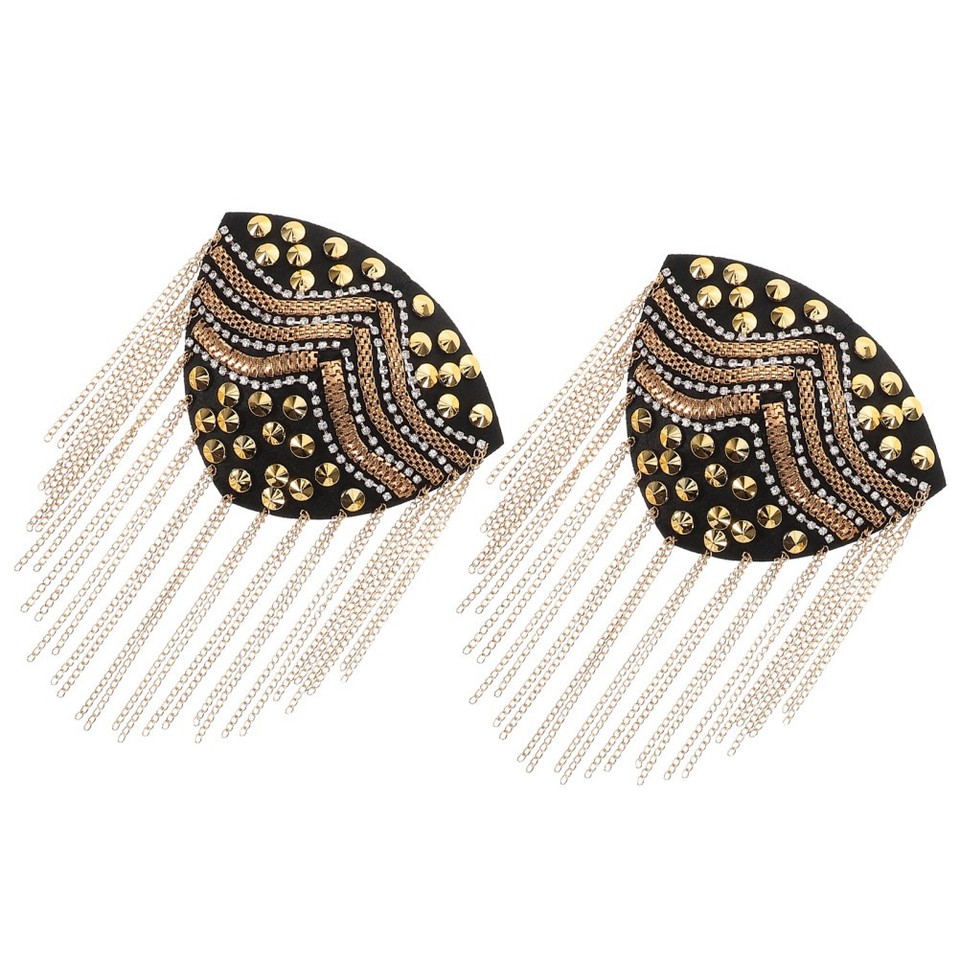 2 Pcs Rhinestone Shoulder Chains Clothes Supplies Epaulet Fringe Badge ...