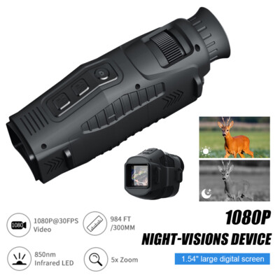 5X Zoom HD Digital Night Vision 1080P Monocular Infrared Scope IR ...