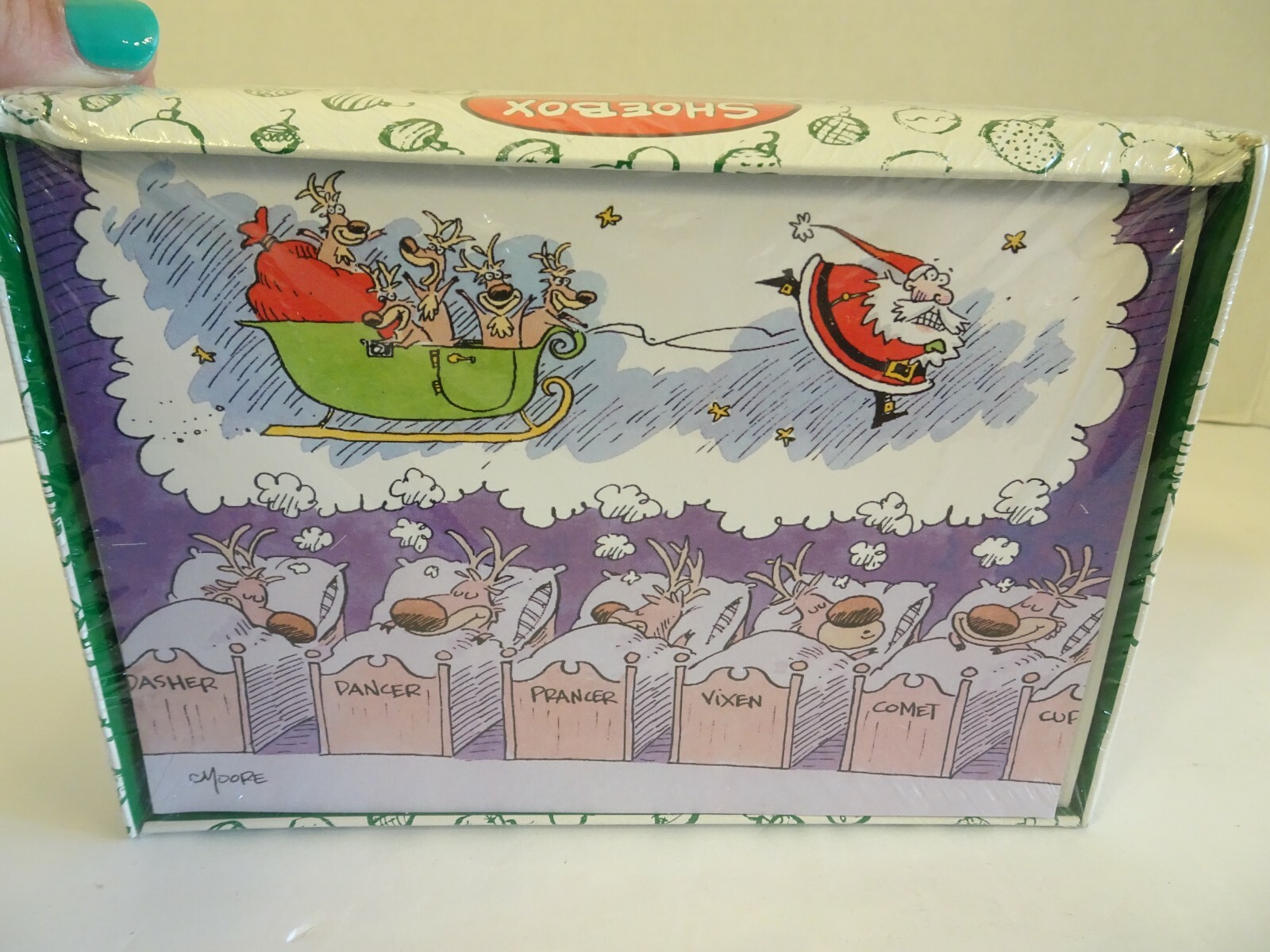 HALLMARK Shoebox Christmas Cards NEW Santa Reindeer 18 Cards Envelopes ...