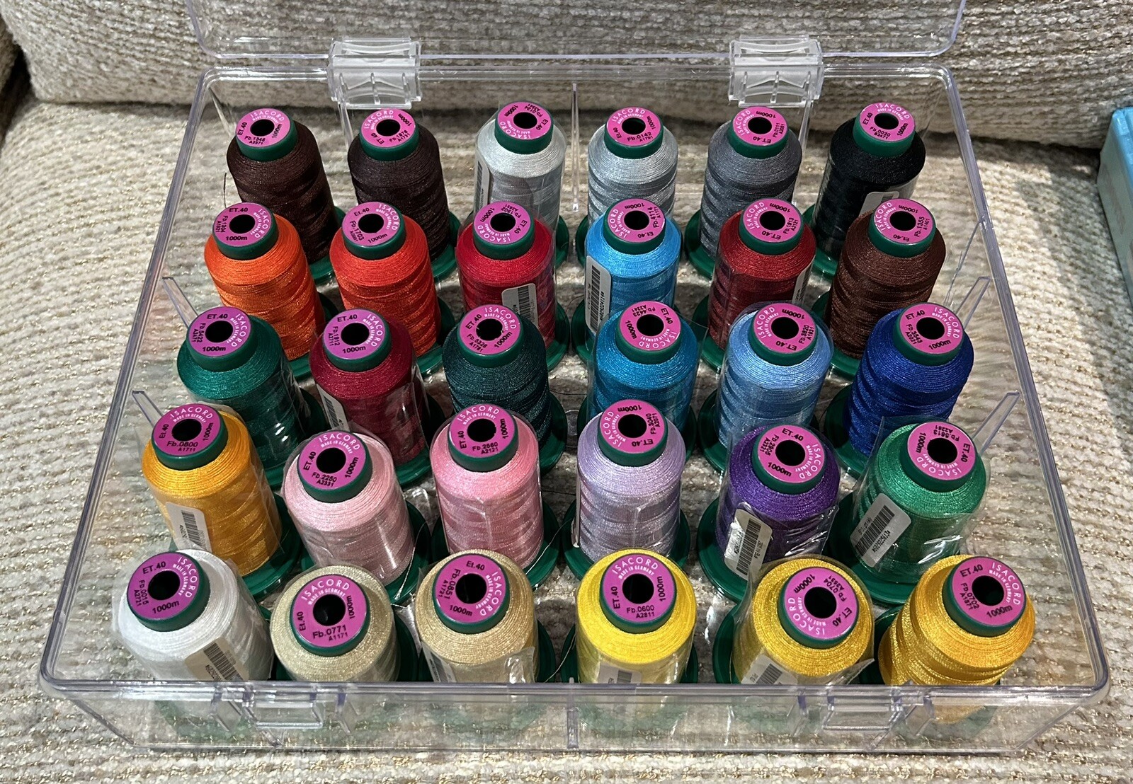 Isacord Embroidery thread- 30 spools and storage box | eBay