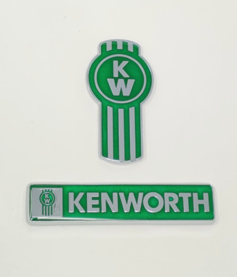 kenworth kw emblem metal truck semi chrome set green | eBay
