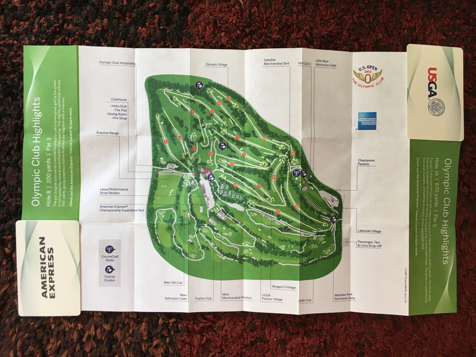 2012 U.S. Open USGA Golf Course Map The Olympic Club | eBay