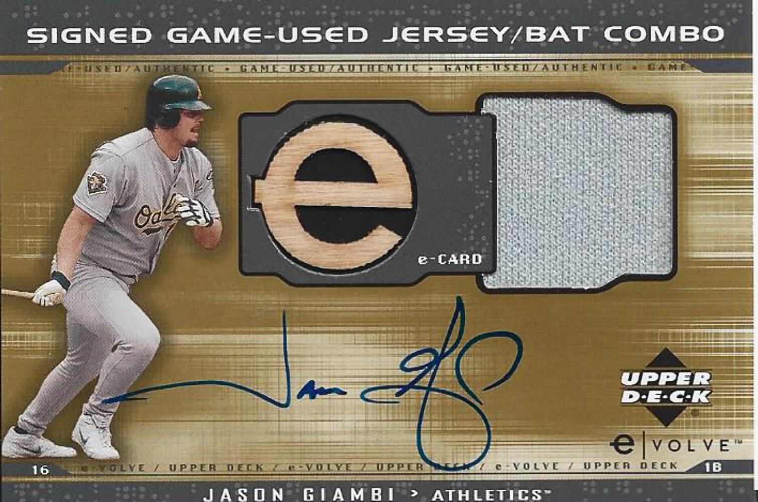 Jason Giambi Autographed Upper Deck 2001 Jersey/Bat Card | eBay