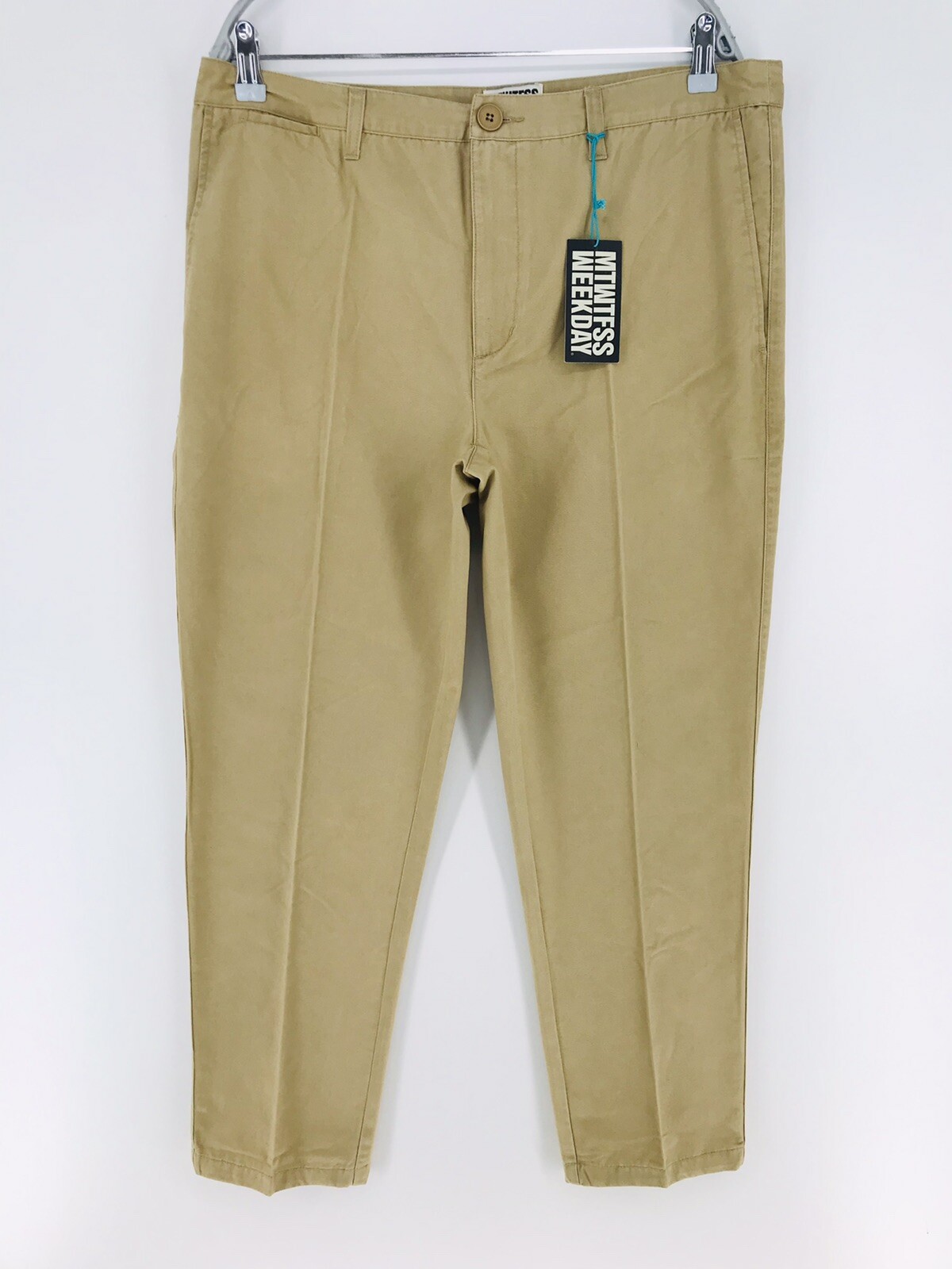 MTWTFSS WEEKDAY RILEY PANTS Beige Relaxed Tapered Fit Chino Trousers ...