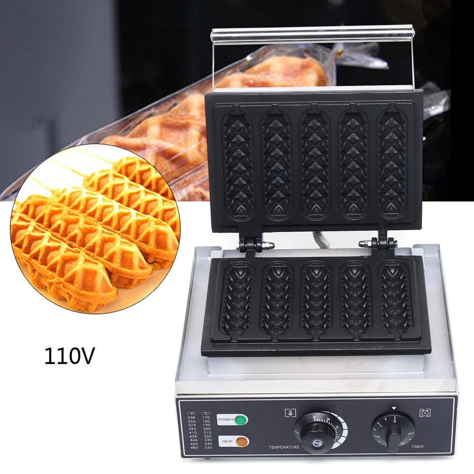 110V Commercial Nonstick Electric French Hot Dog on A Stick Waffle ...