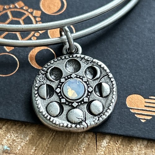 NWT Alex and Ani "LUNAR PHASE" Silver Swarovski Moon Charm Bracelet w ...