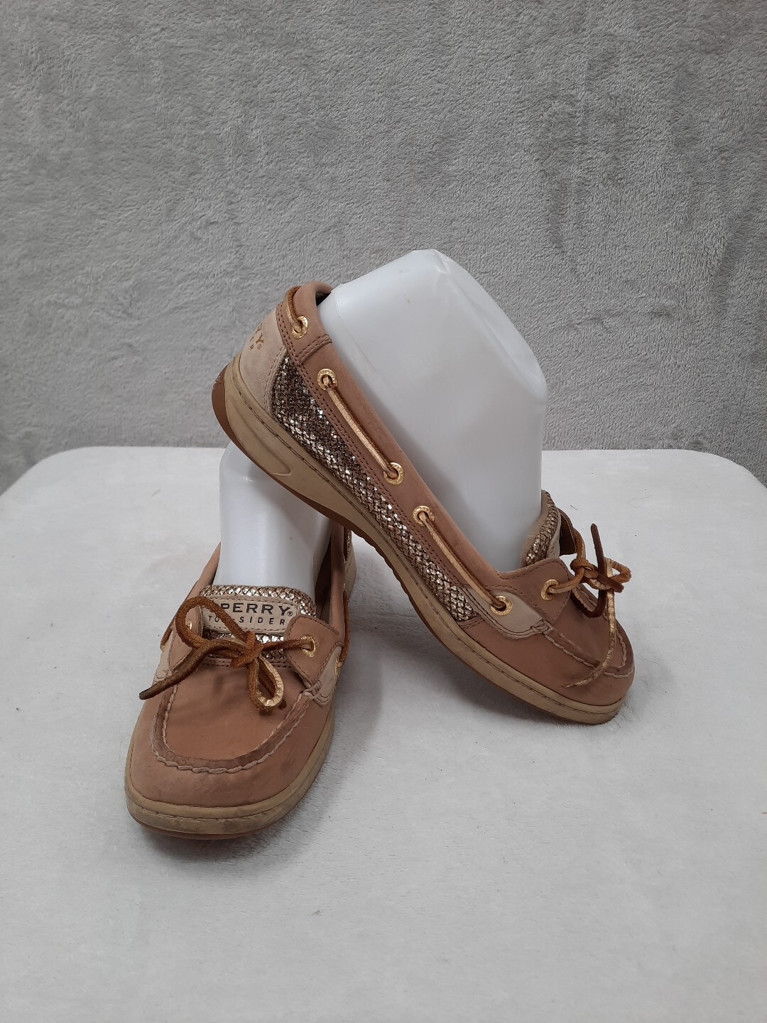 Sperry Angelfish Topsider Gold Sparkle Boat Shoes Womens 7.5 Slip On Sneaker | eBay