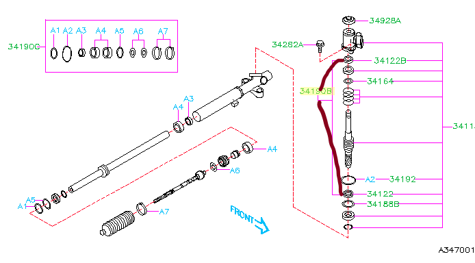 Subaru WRX STi impreza Power Steering Gear Box Oil Seal Kit 34191VA000 ...