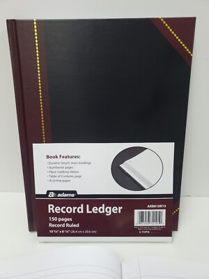 Adams Record Ledger ARB810R15, 150 Pages, Hard cover, New/Sealed, SHIPS ...