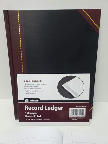Adams Record Ledger ARB810R15, 150 Pages, Hard cover, New/Sealed, SHIPS ...