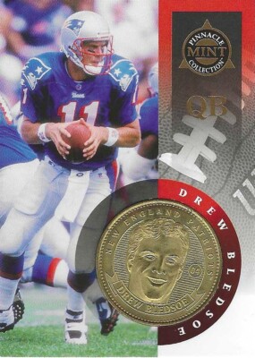1998 Pinnacle Mint Coin Drew Bledsoe #4 New England Patriots Near Mint ...