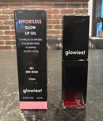 GLOWIEST Effortless Glow Lip Oil Plumping~#001 RED ROSE Full Size 0.22 ...
