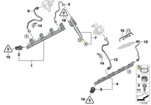 BMW HPI Fuel Injector Spacer Washer Anello Clip 13538651060 ...
