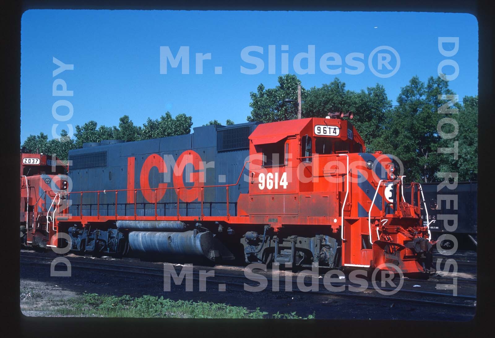 Original Slide ICG Illinois Central Gulf GP38-2 9614 In 1987 At E.Hazel ...