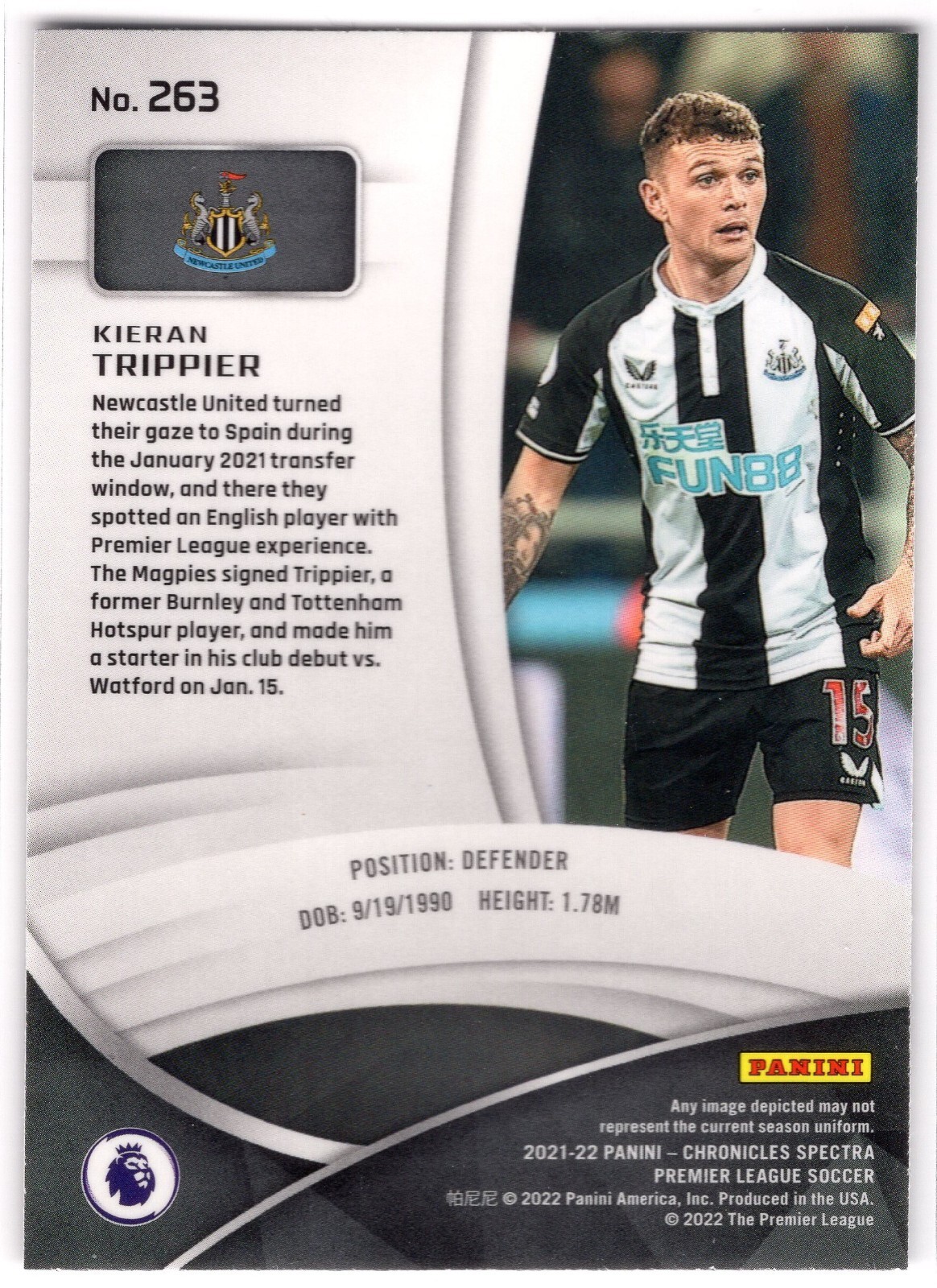 2021-22 PANINI CHRONICLES SOCCER 263 SPECTRA BASE KIERAN TRIPPIER CRYSTAL PALACE | eBay