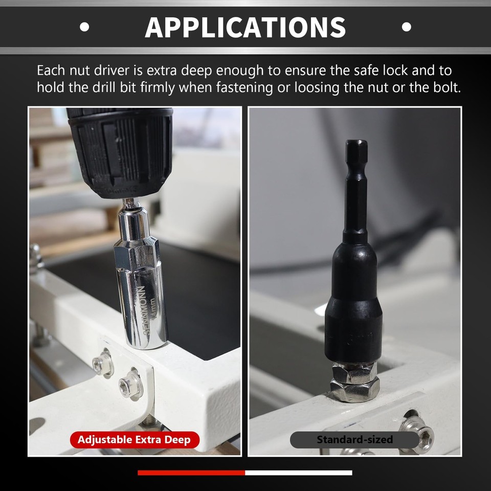 Extra Deep Magnetic Nut Driver Set, 8 PCS Adjustable Deep Nut Driver ...