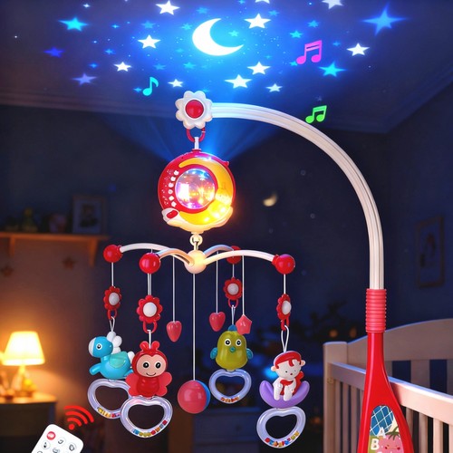 Baby Bed Bell Crib Musical Mobile Cot Projector Music Box Baby Rattles ...