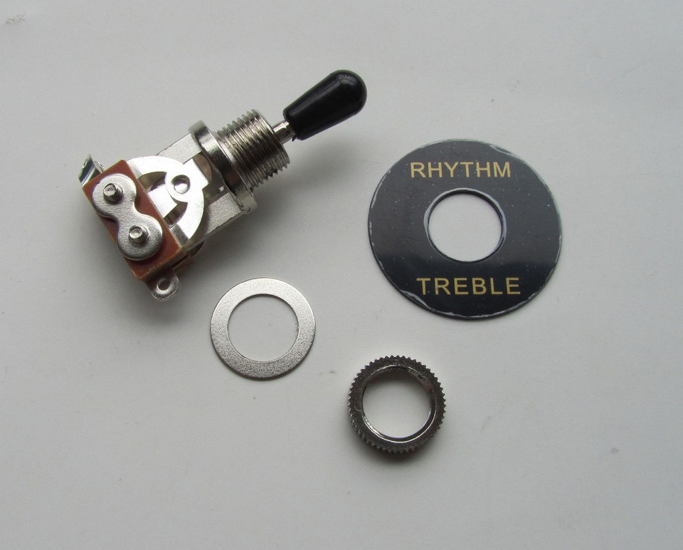 LP 3-Way Toggle Switch and Plate Chrome w/ Black Tip Fits Epiphone ...