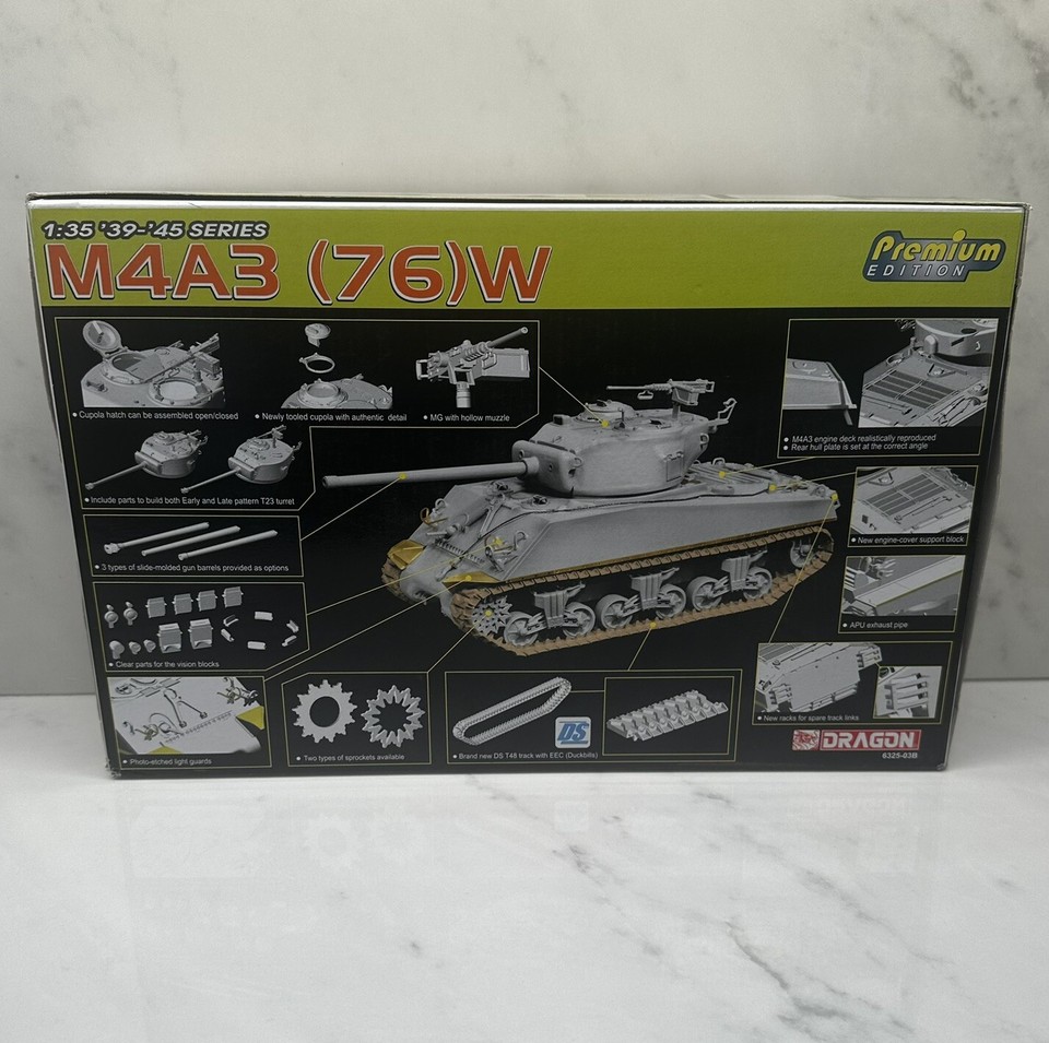 1/35 Dragon M4A3 (76)W Sherman Tank Premium Kit #6325 (new open box) | eBay