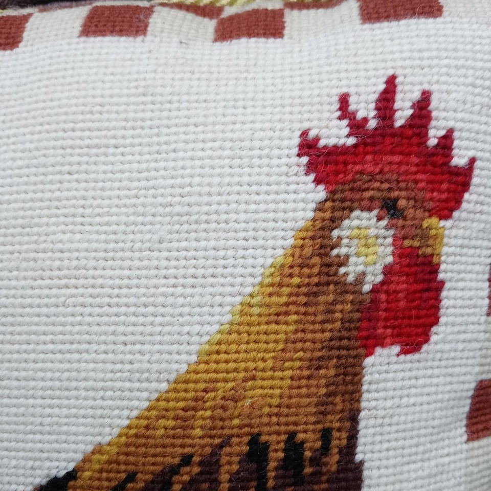 Christmas Couture By Jason Keith Needlepoint 100% Wool Rooster Pillow ...