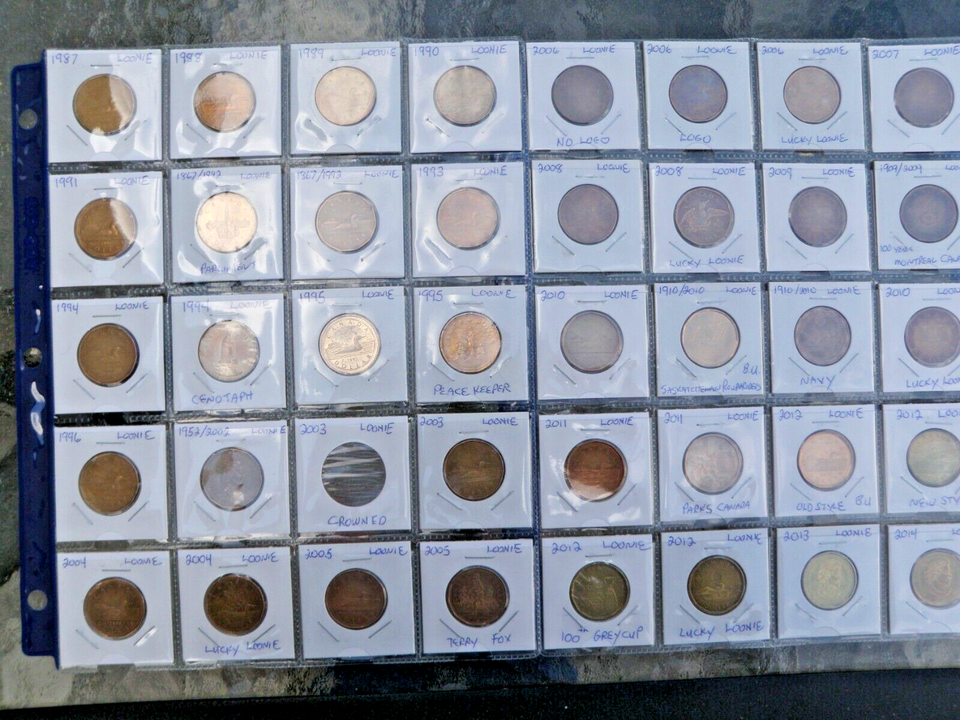 1987-2025 Canadian Circulated Loonie Collection 69 Coins missing only ...