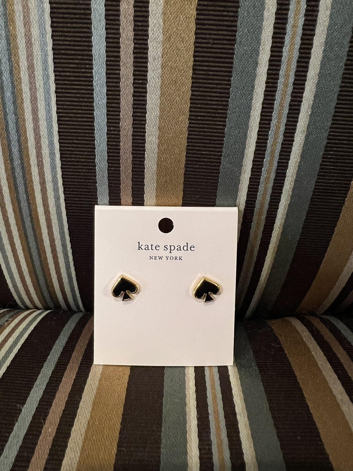Kate Spade Everyday Spade Enamel Studs Authentic O0ru3069 Black Gold ...