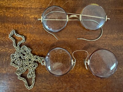 Lot of Antique Round GOLD FILLED Glasses Frames Chain | eBay