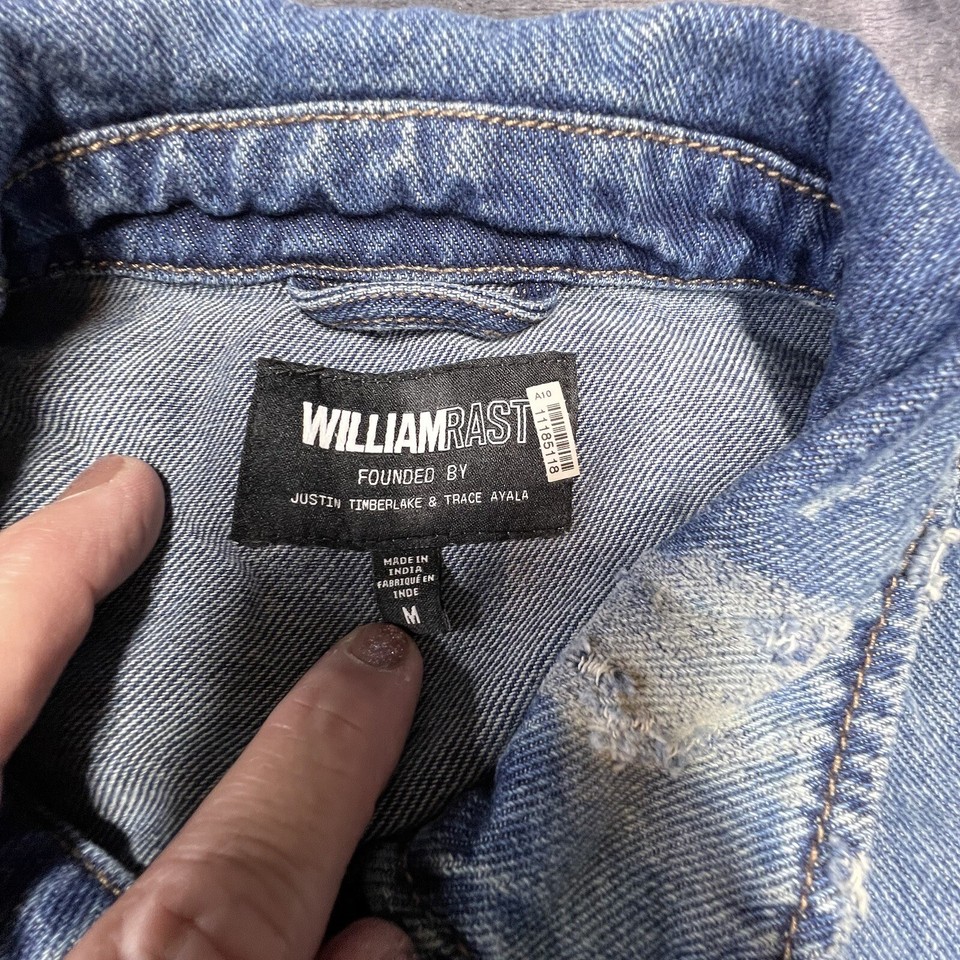 William Rast Button Down Denim Distressed Jacket Sz M Justin Timberlake ...