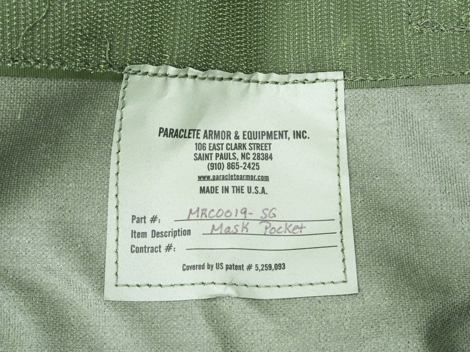 Paraclete Chemical Gas Mask Pouch Bag Pocket Smoke Green Early USA Made ...