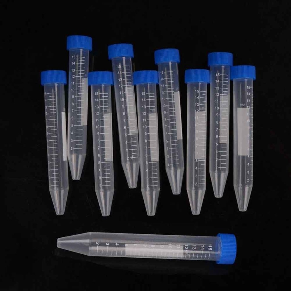 50/100x Plastic 15ml Centrifuge Test Tube Vial Container Self Standing ...
